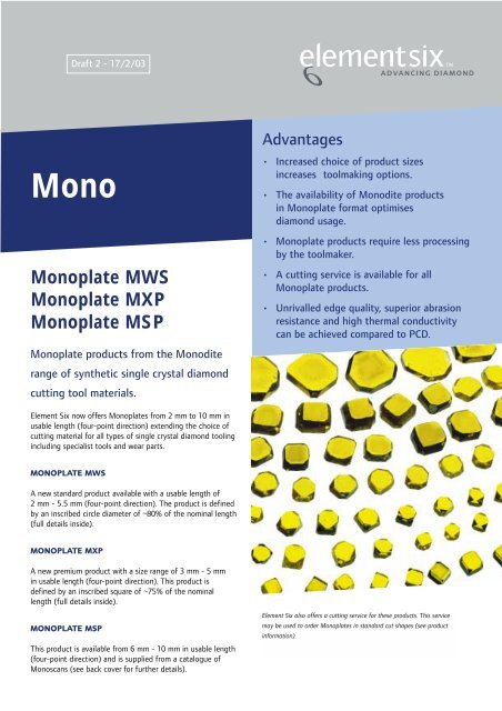 View PDF - Mono cutting tool range brochure - E6Mono