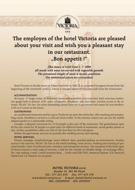 Menu - Hotel Victoria