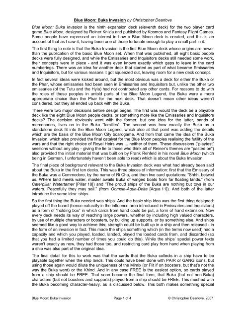 Blue Moon: Buka Invasion - Christopher Dearlove's Home Page