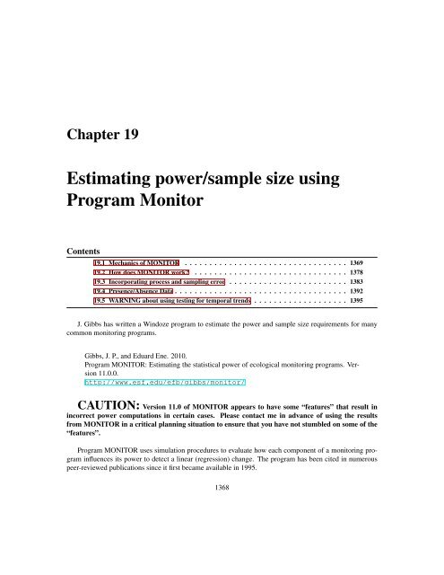Estimating power/sample size using Program Monitor