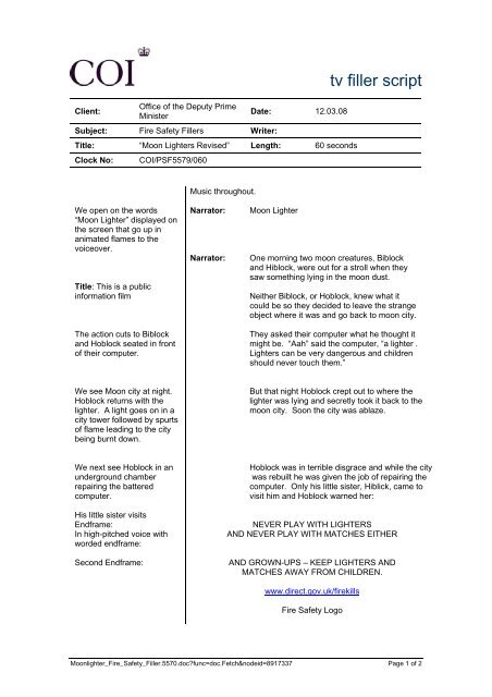 tv filler script - COI TV Fillers