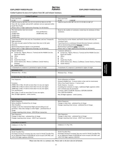 explorer fares/rules explorer fares/rules - BA.com