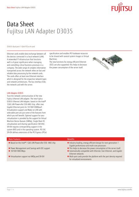 Data Sheet Fujitsu LAN Adapter D3035
