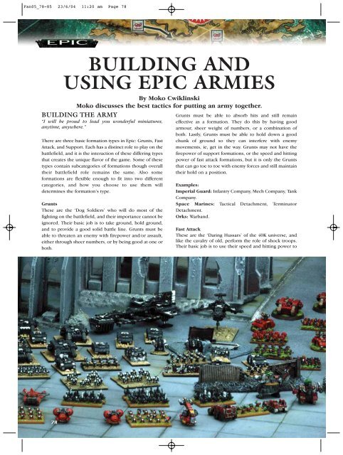 BUILDING AND USING EPIC ARMIES - Games Workshop
