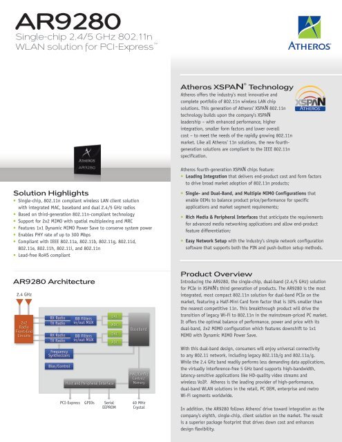 AR9280 - Qualcomm Atheros :: Home