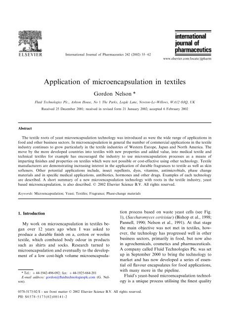 Application of microencapsulation in textiles
