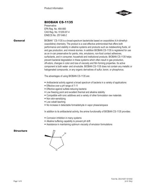 BIOBAN CS-1135 - The Dow Chemical Company