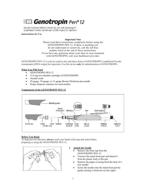 Genotropin (somatropin) Pen 12 Package Insert