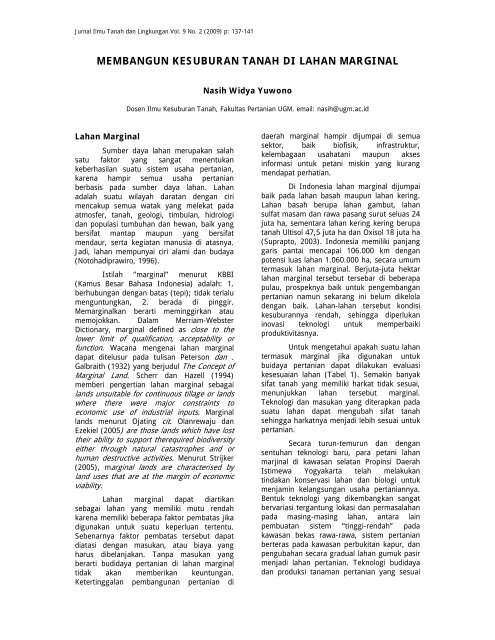 MEMBANGUN KESUBURAN TANAH DI LAHAN MARGINAL