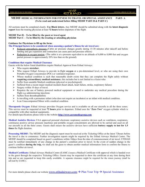 MEDIF form - Etihad Airways