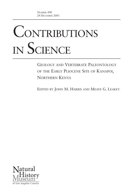 contributions in science - Natural History Museum of Los Angeles
