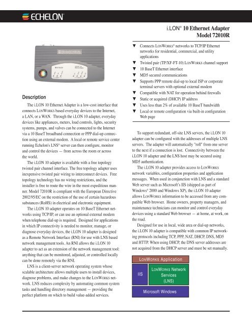 i.LON 10 Ethernet Adapter - Echelon