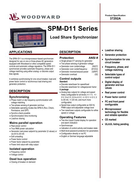 SPM-D11 Series Load Share Synchronizer