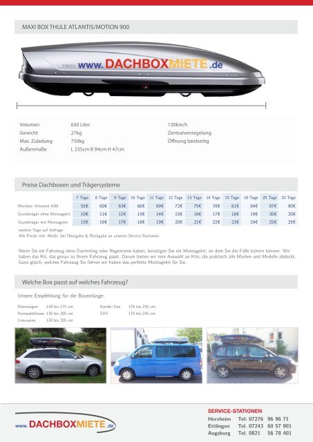 MAXI BOX THULE ATLANTIS/MOTION 900 Preise Dachboxen und ...