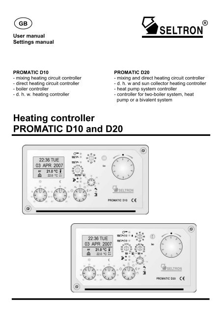 Heating controller PROMATIC D10 and D20 - Seltron controllers
