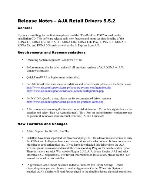 Release Notes – AJA Retail Drivers 5.5.2