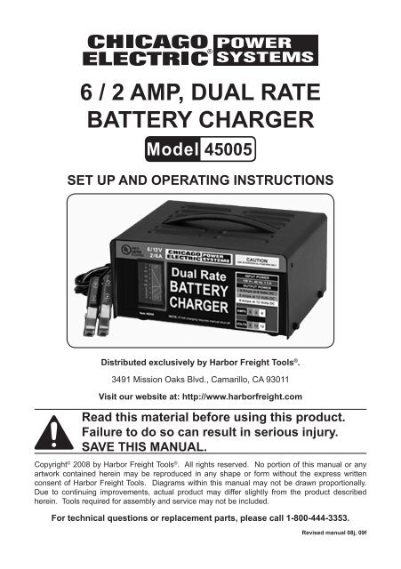 6 / 2 amp, dual rate battery charger 45005 - Bioquip Products