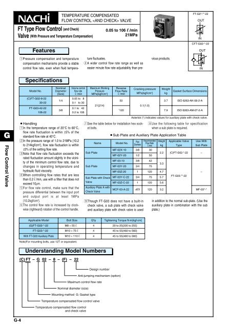 FT Type Flow Control (and Check) Valve (With Pressure and ...