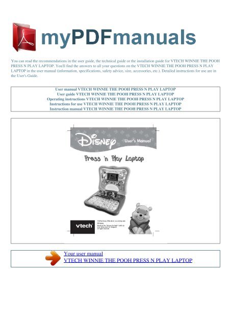 User manual VTECH WINNIE THE POOH PRESS N PLAY LAPTOP