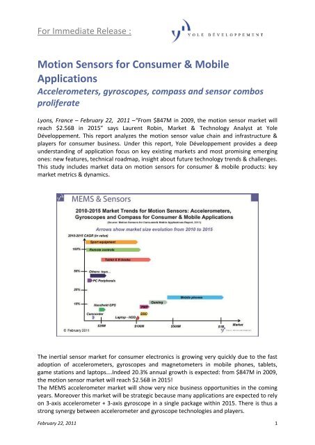 Motion Sensors for Consumer & Mobile Applications - Yole ...