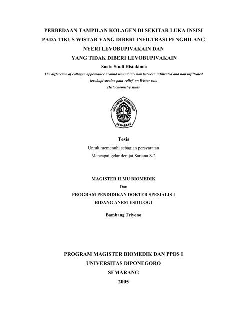 perbedaan tampilan kolagen di sekitar luka insisi pada - Undip