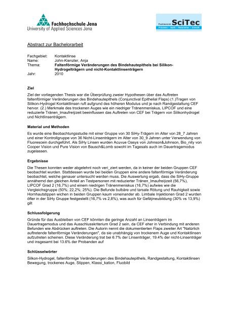 Abstract zur Bachelorarbeit