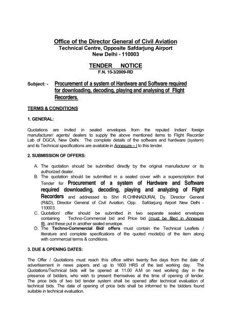 Tender Papers for Honeywell Procurement.doc - Directorate ...
