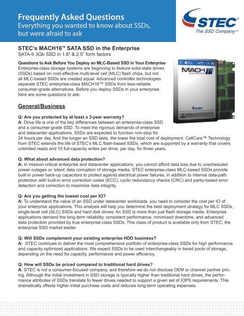 MACH16™ SSD FAQ - STEC, Inc.