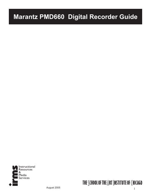 Marantz PMD660 Digital Recorder Guide