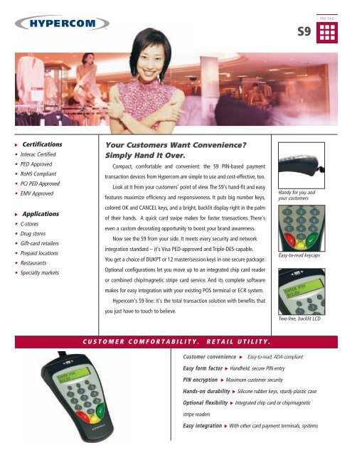 Hypercom S9 PIN Pad Fact Sheet