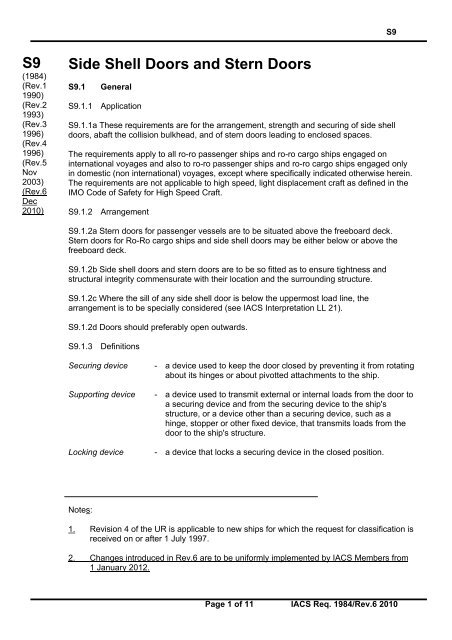 S9 Side Shell Doors and Stern Doors S9 - ClassNK
