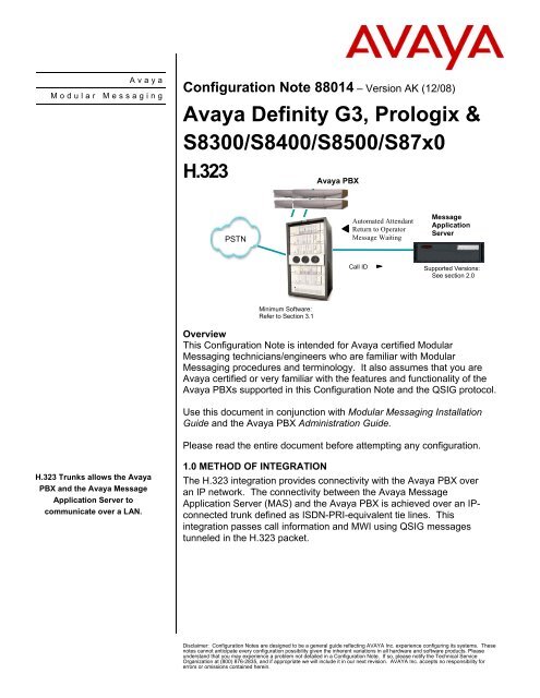 Avaya Definity G3, Prologix & S8300/S8400/S8500 ... - Avaya Support