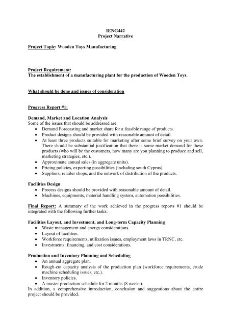 IENG442 Project Narrative Project Topic: Wooden Toys ...