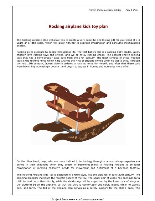 Rocking airplane kids toy plan (PDF) - 3,88Mb - Craftsmanspace
