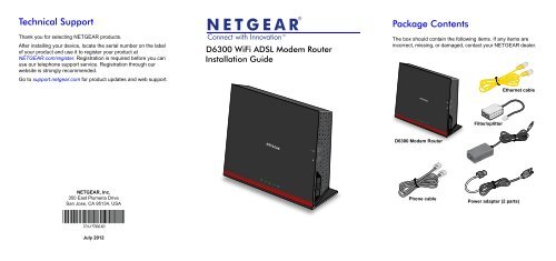 D6300 WiFi ADSL Modem Router Installation Guide - Netgear