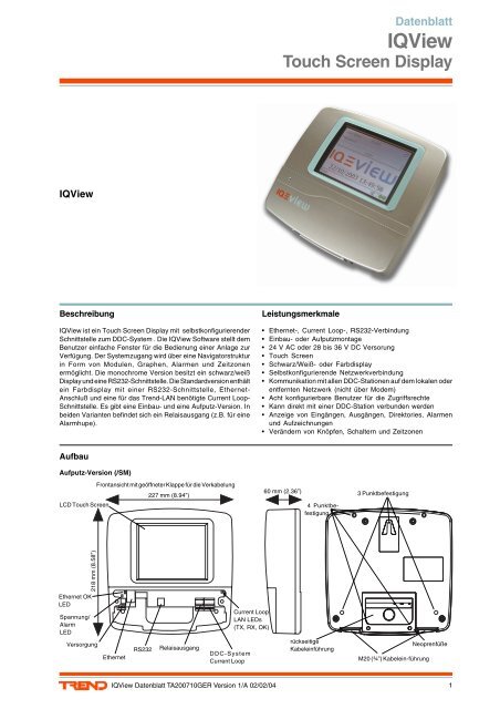 Produktinformation (Deutsch) - Trend Controls