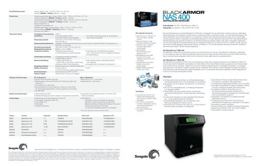 Datenblatt für BlackArmor® NAS 440/420/400 - Seagate