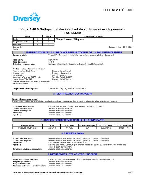 Virox AHP 5 Nettoyant et désinfectant de surfaces virucide général ...