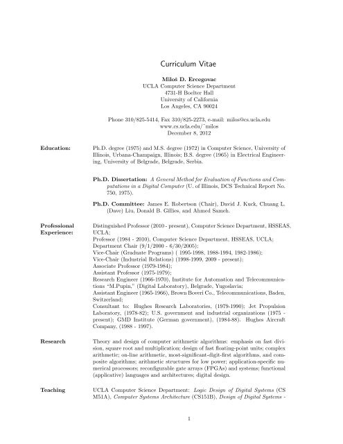 Curriculum Vitae - UCLA Computer Science Department
