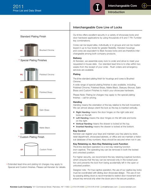 2011 Price List and Data