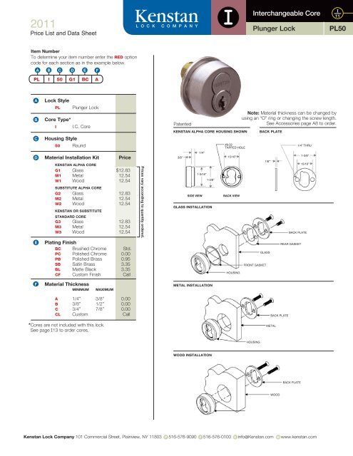 2011 Price List and Data
