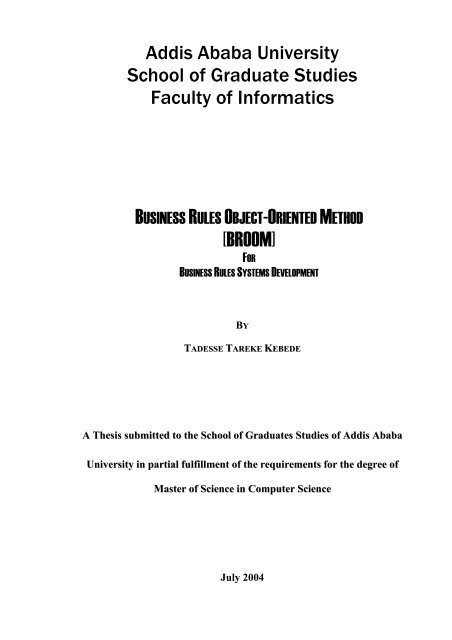 Addis Ababa University Thesis Addis Ababa University Thesis