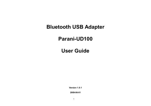 Bluetooth USB Adapter Parani-UD100 User Guide - Kanda