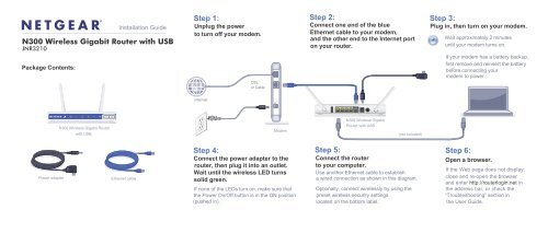 N300 Wireless Gigabit Router with USB Step 1: Step 2 ... - Netgear