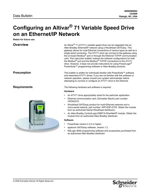 Configuring an Altivar 71 Variable Speed Drive on an Ethernet/IP ...