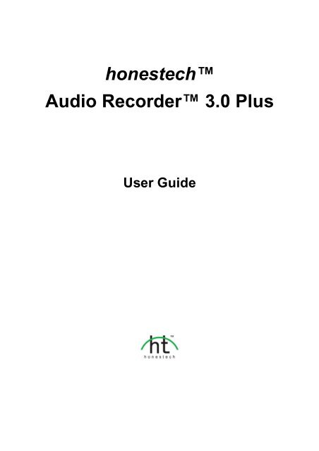 honestech™ Audio Recorder™ 3.0 Plus - Honest Technology