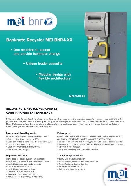 Banknote Recycler MEI-BNR4-XX