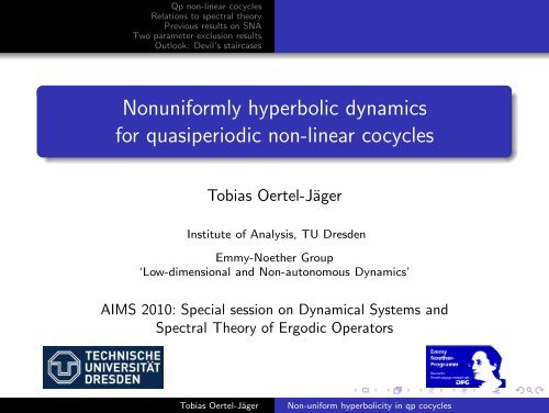 Nonuniformly hyperbolic dynamics for quasiperiodic non-linear ...
