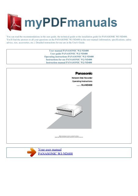 User manual PANASONIC WJ-ND400 - MY PDF MANUALS