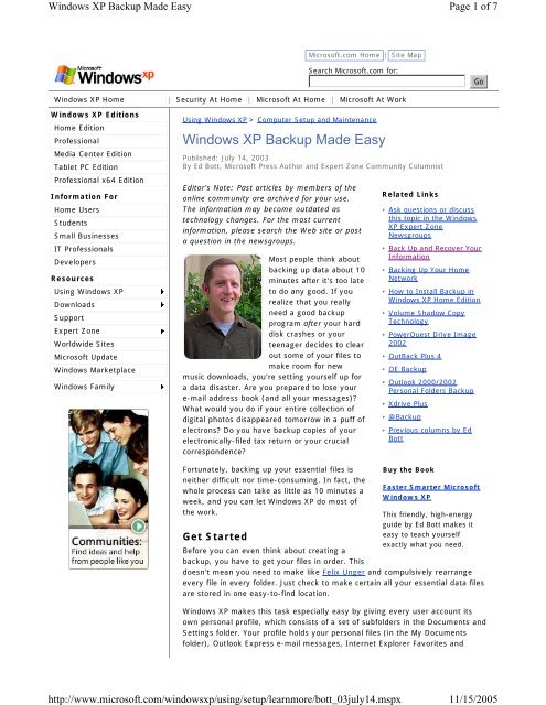Windows XP Backup Made Easy